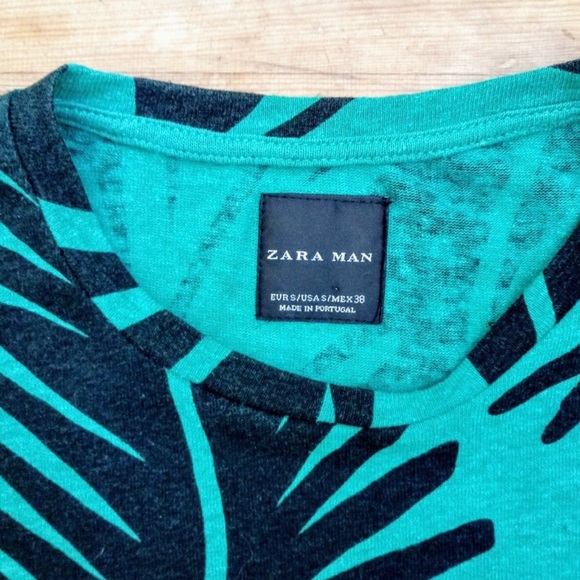 Zara | Shirts | Zara Man Palm Tree Forest Green Crewneck Tee | Poshmark